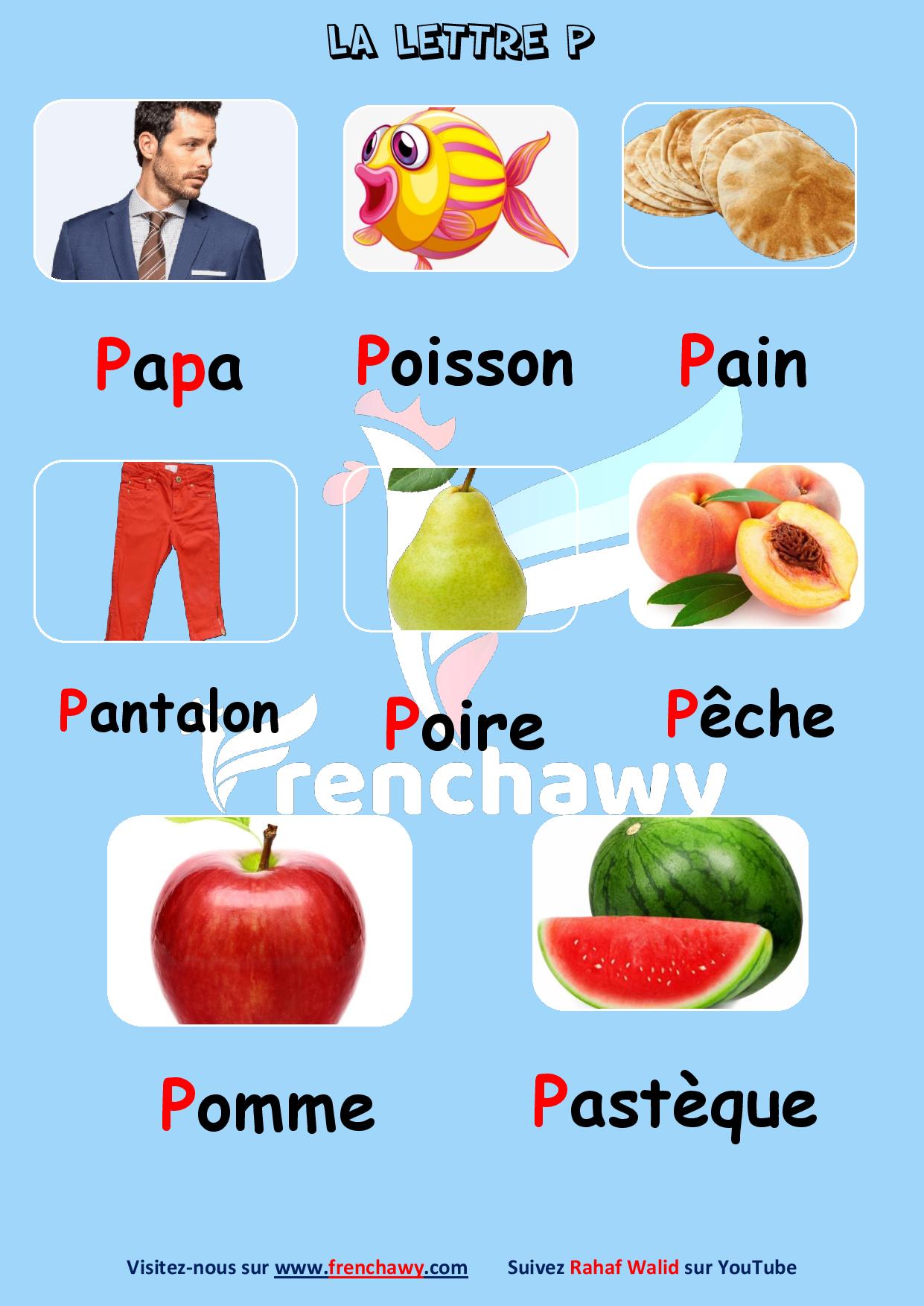 الحروف الفرنسية للأطفال L'alphabet français La lettre P مع رهف وليد